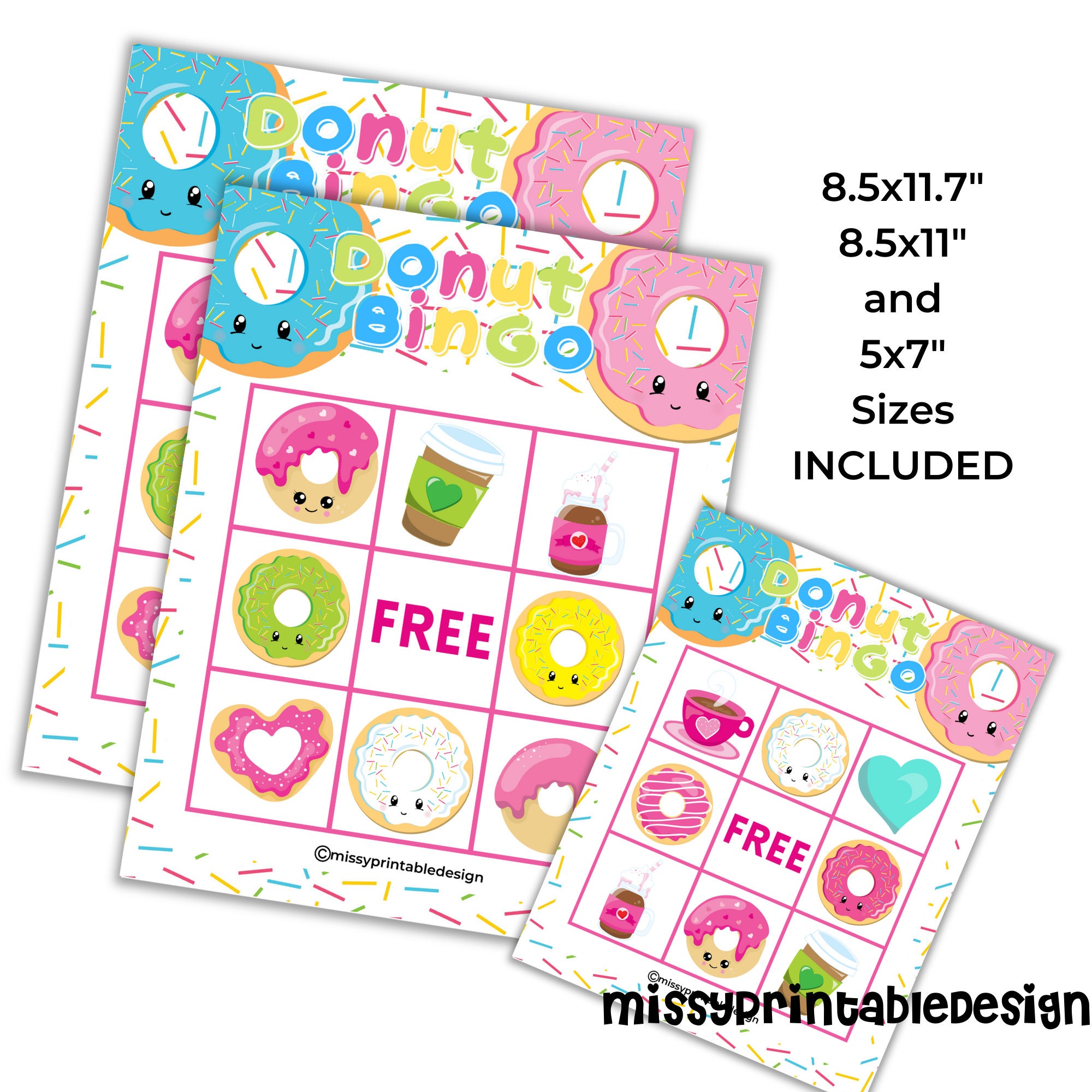 Donut Bingo Cards Printable Donut Bingo Game School Game | Etsy Canada
