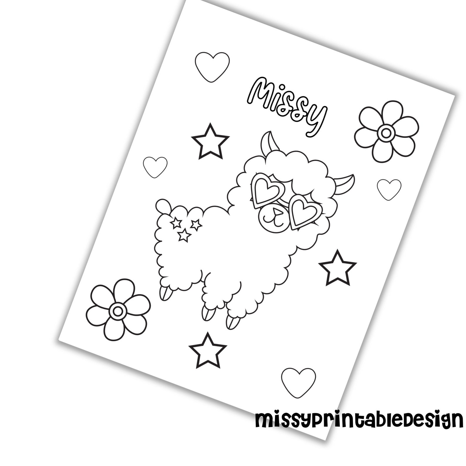 Personalized Llama Party Coloring Pages Custom Llama Birthday | Etsy