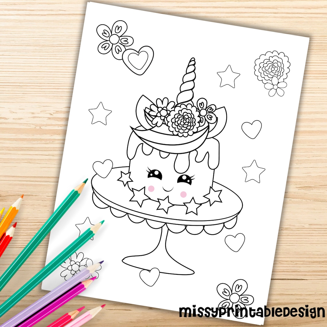 Kawaii Unicorn Sweets Coloring Pages Printable Kawaii Sweets - Etsy