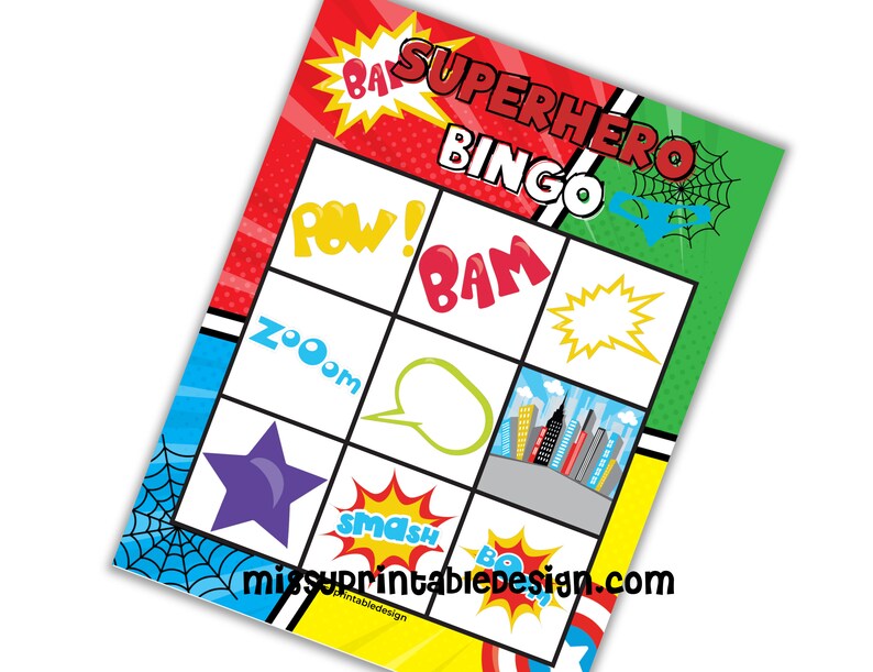 Superhero Bingo Cards Printable Superhero Bingo Game School - Etsy