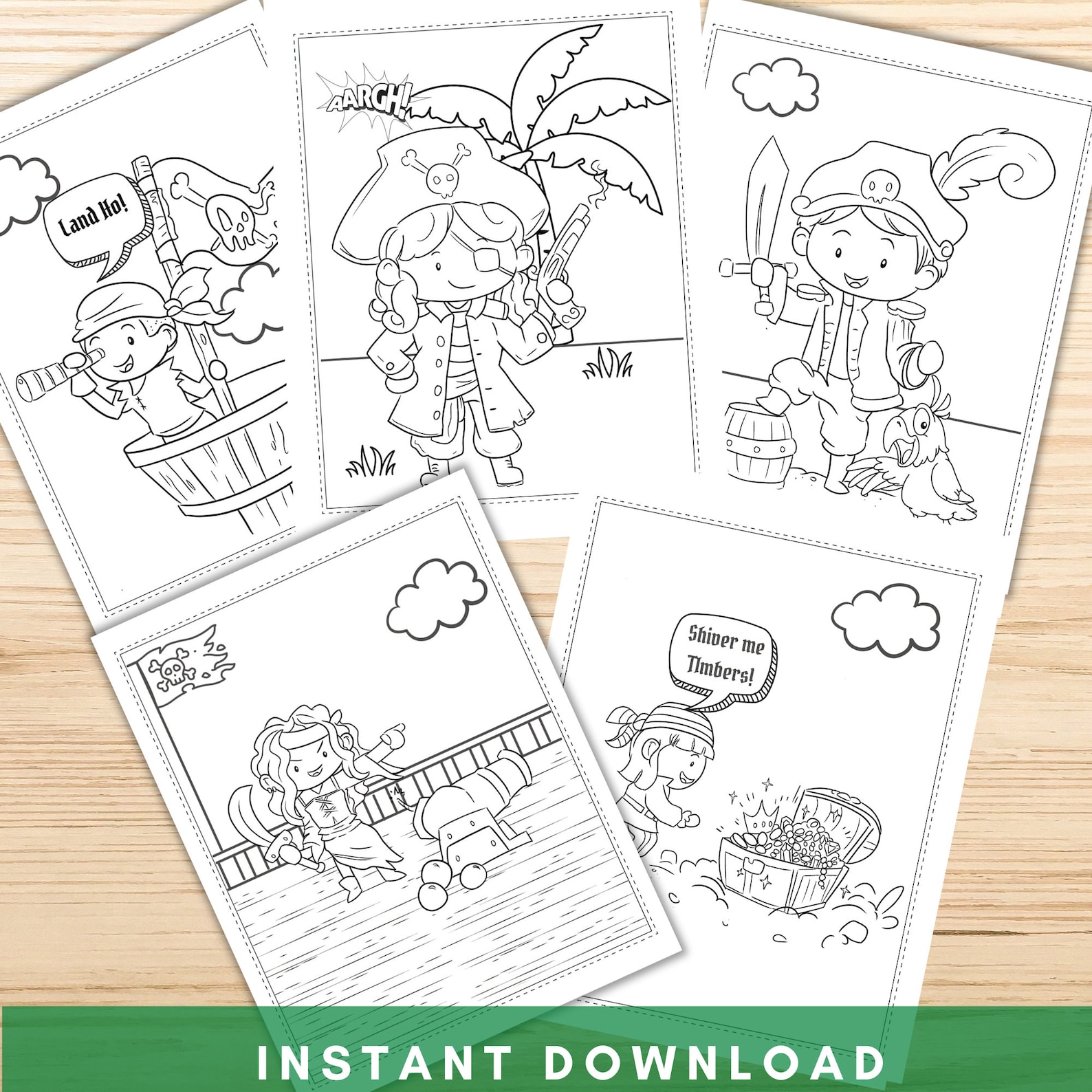 Pirate Coloring Pages Printable Kids Coloring Pages Pirate - Etsy