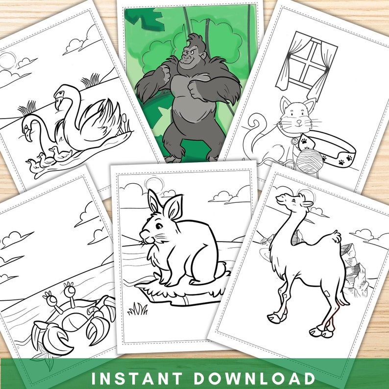Animal Coloring Pages 100 Printable Animal Coloring Pages for - Etsy