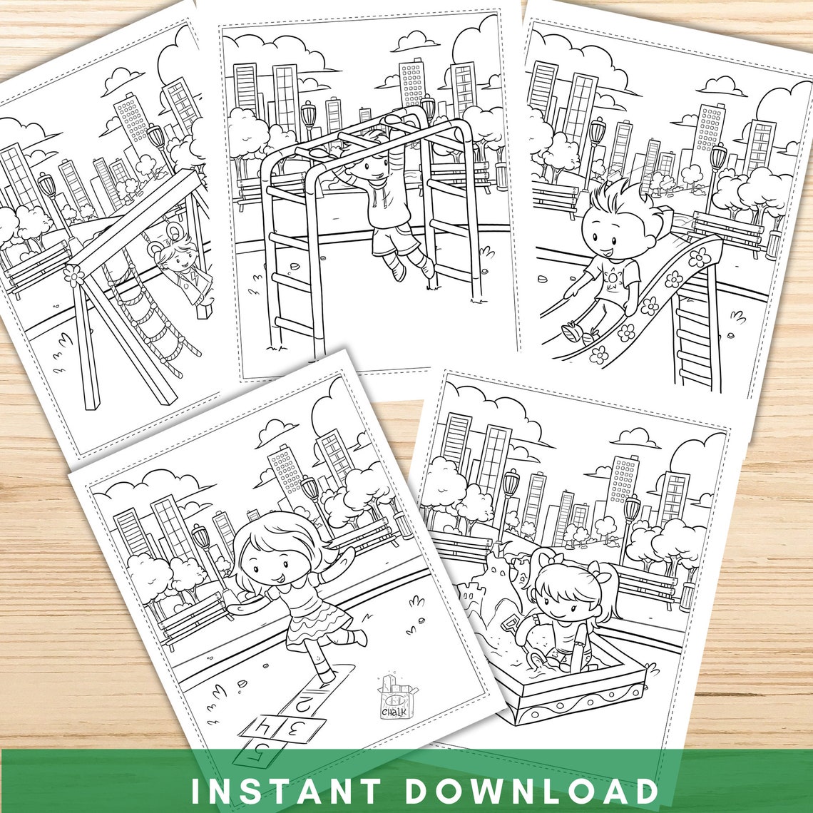 Playground Coloring Pages Printable Playground Coloring Book - Etsy