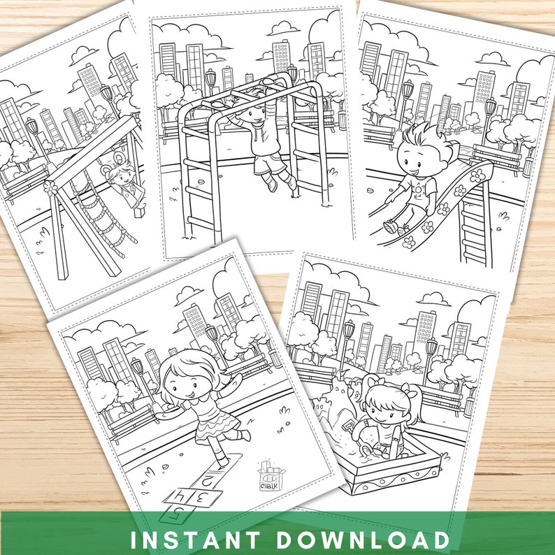 Playground Coloring Pages Printable Playground Coloring Book - Etsy