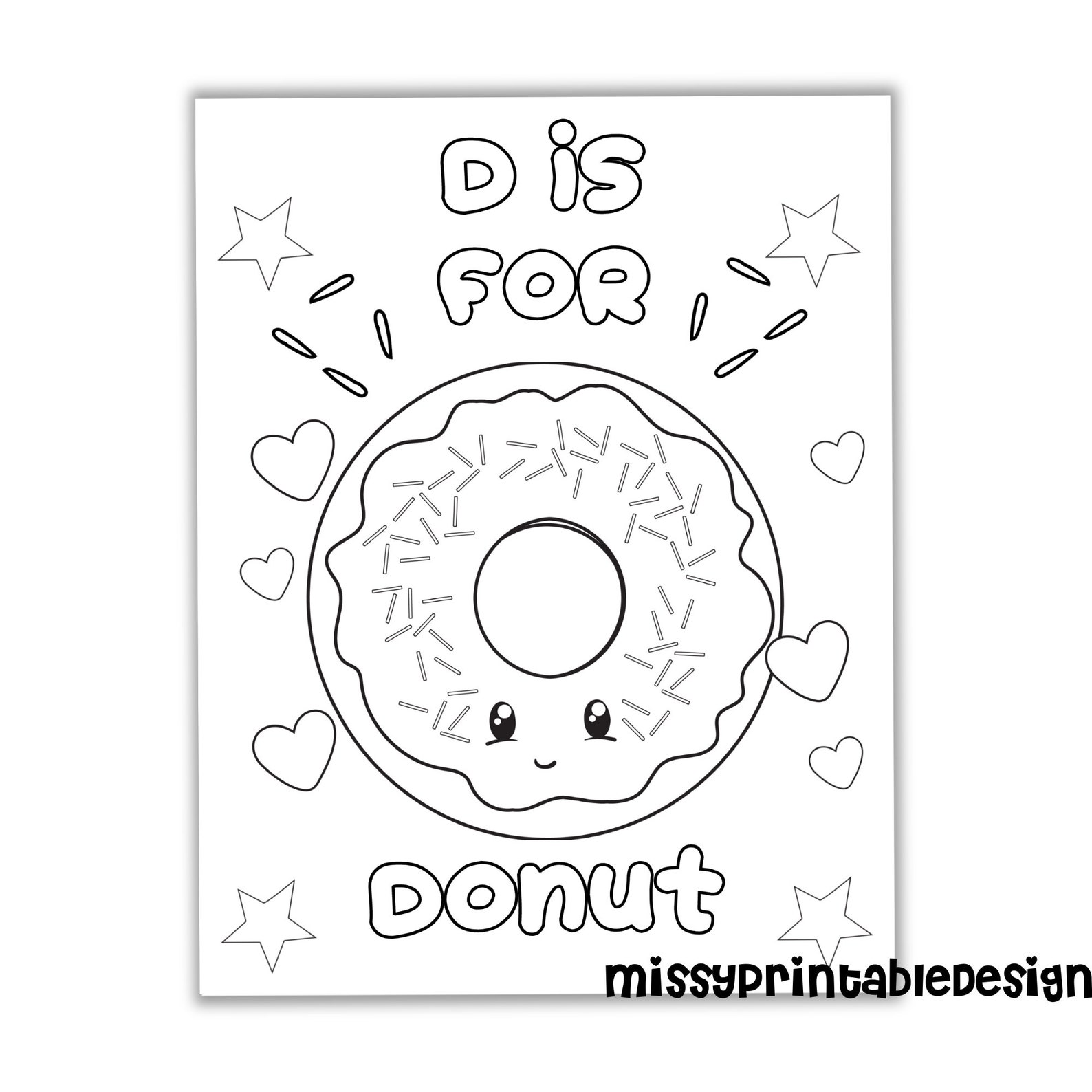 Donut Coloring Pages Printable Coloring Pages Donut Birthday - Etsy