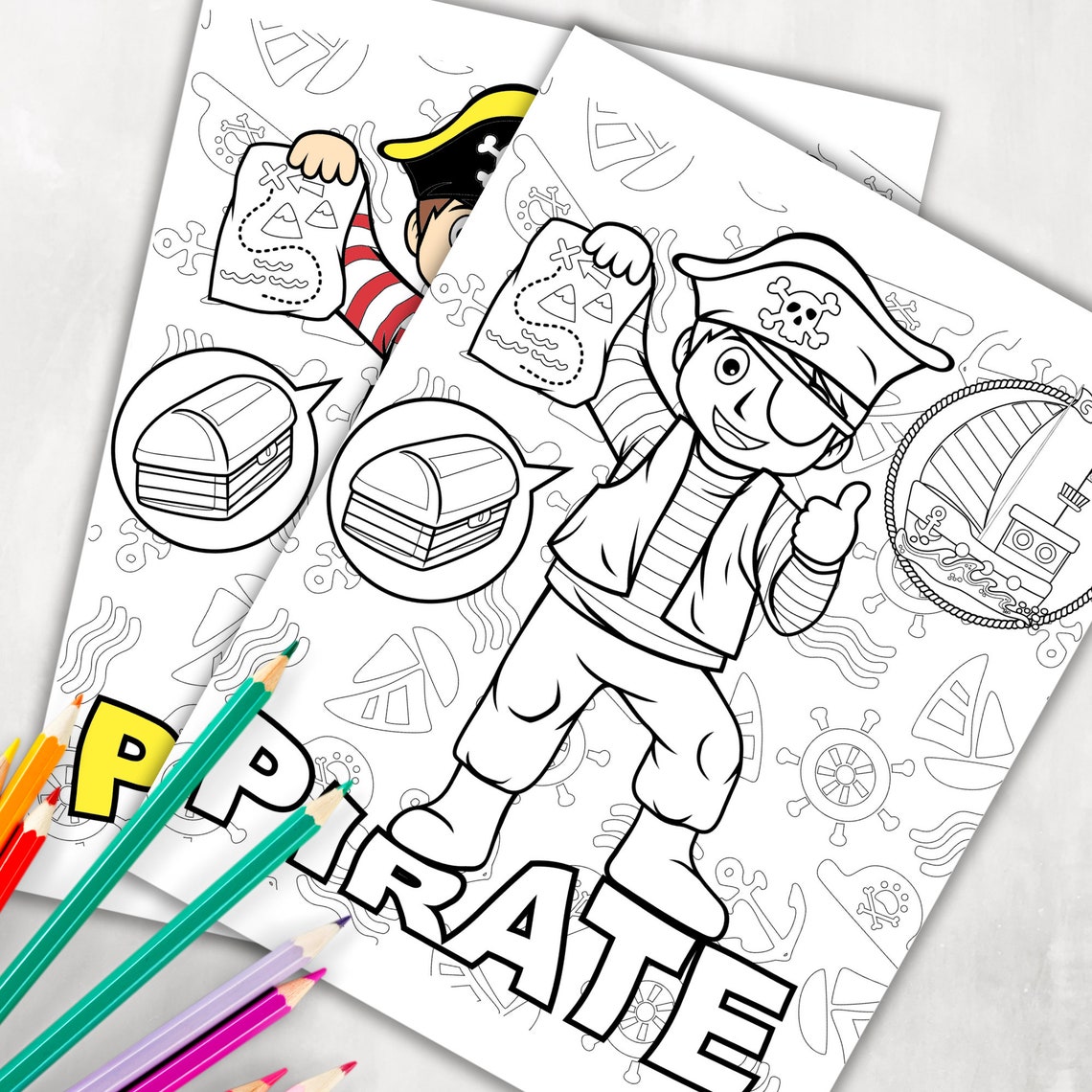 Pirate Coloring Pages Printable Kids Coloring Pages Pirate | Etsy
