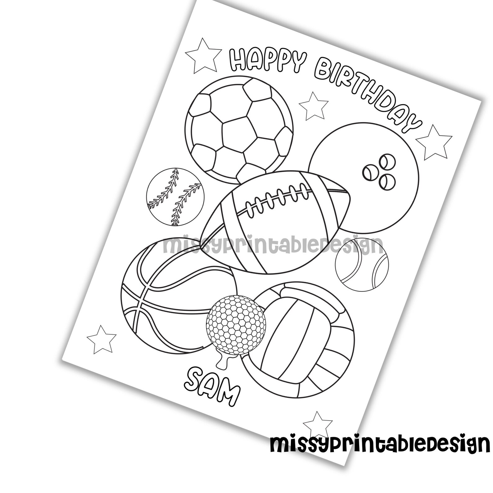 Personalized Sports Coloring Pages, Custom Sports Party Coloring Pages ...