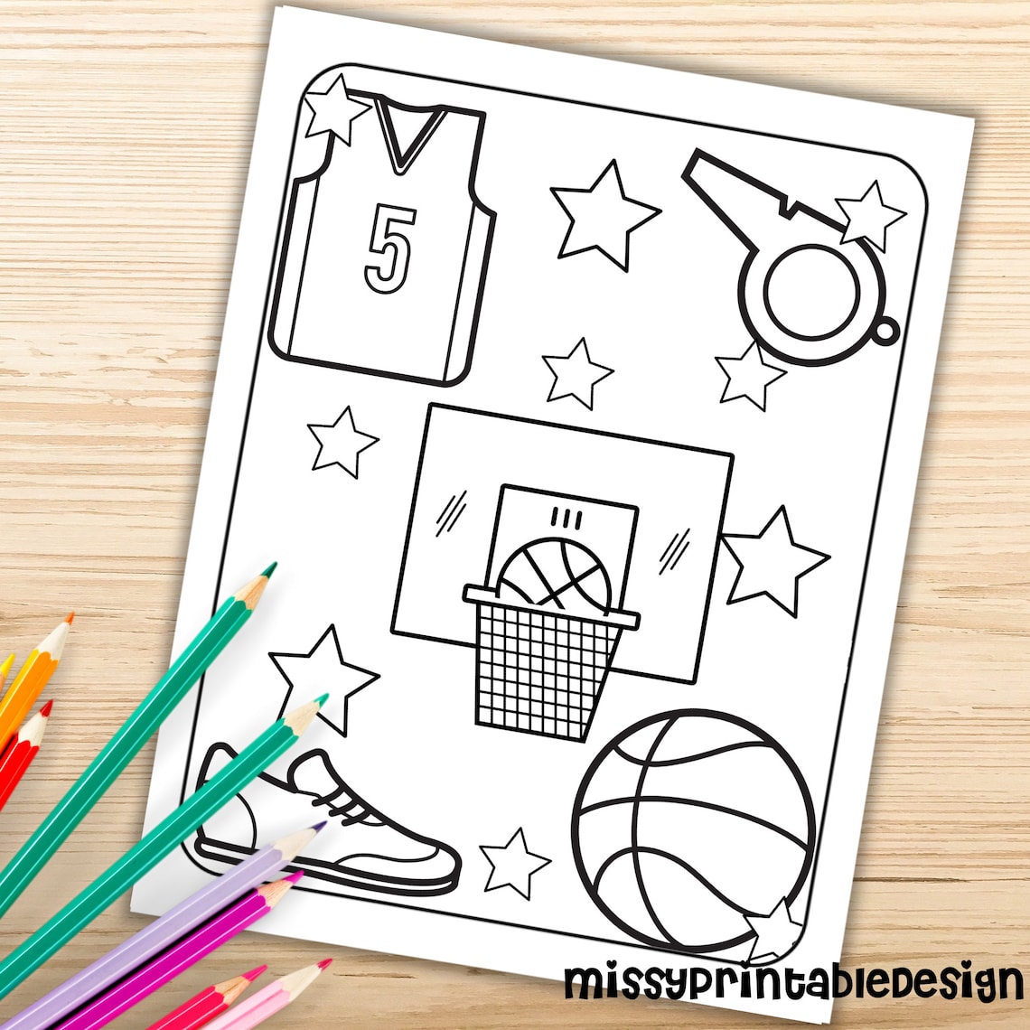 Basketball Coloring Pages Printable Coloring Pages - Etsy