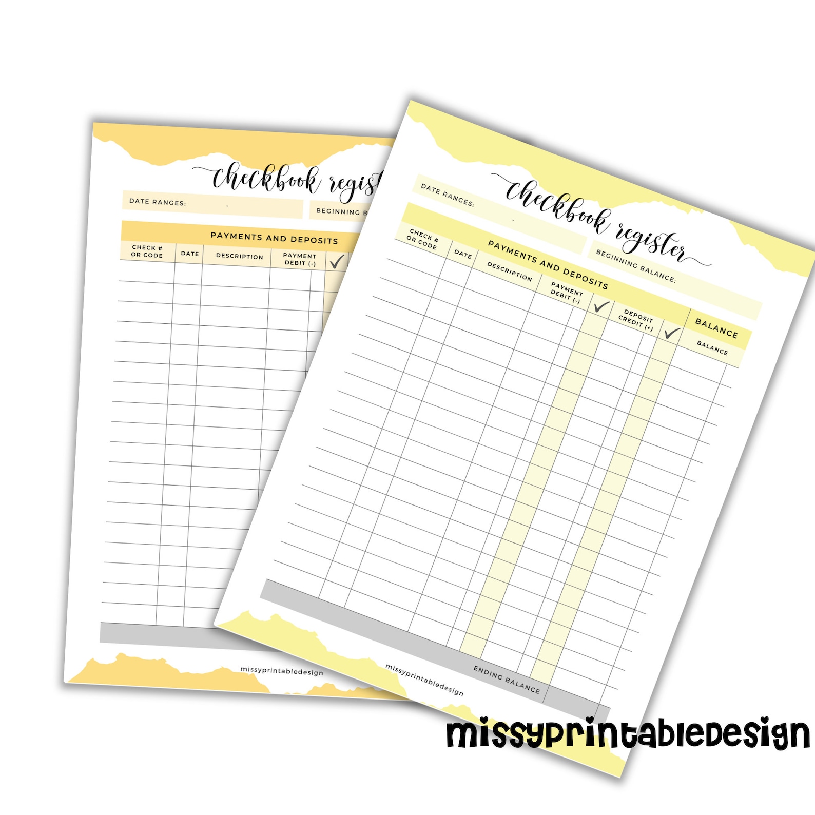 Checkbook Register Printable Checkbook Log Checkbook - Etsy