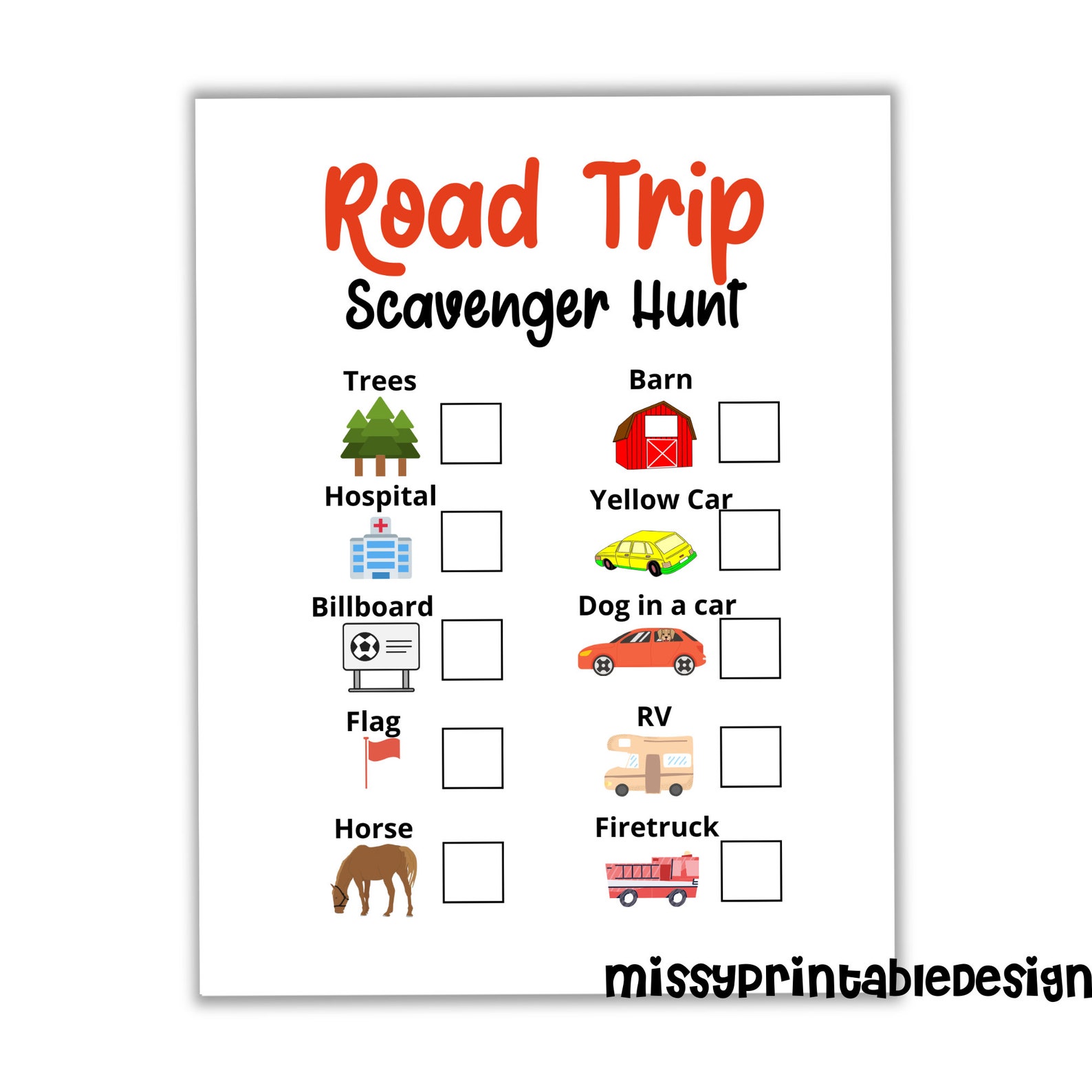 Road Trip Scavenger Hunt Printable Road Trip Scavenger Game - Etsy