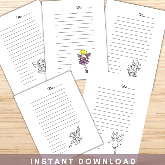 Printable Fairy Coloring Notepad/Journal Pages, Coloring Book, Coloring ...