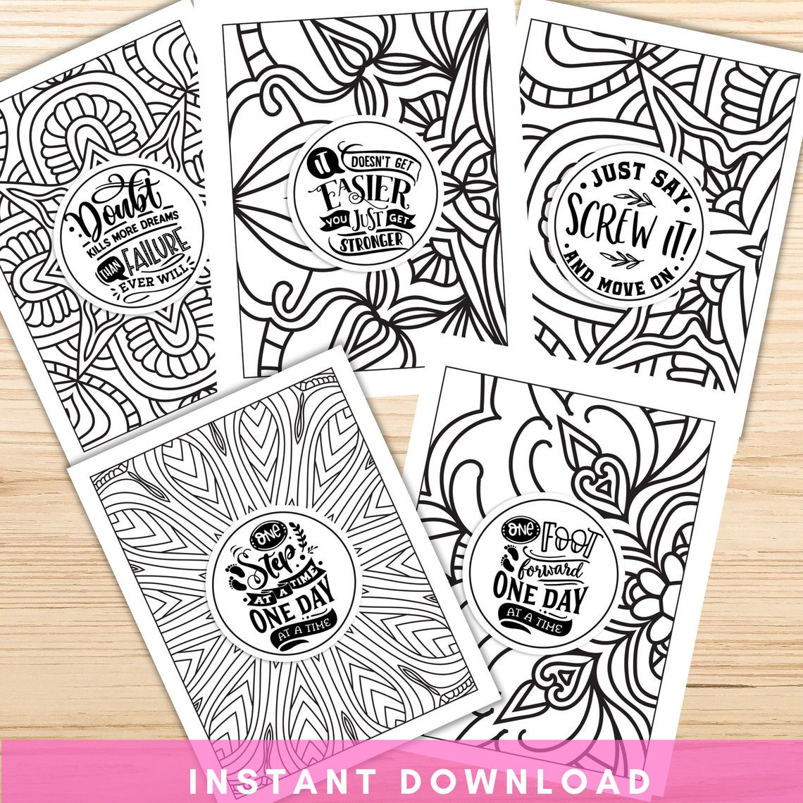 Mandala Inspirational Quotes Coloring Pages Adult Coloring - Etsy Hong Kong