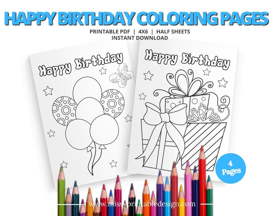 Birthday Coloring Pages: Kids Party Activity (digital Download) - Etsy