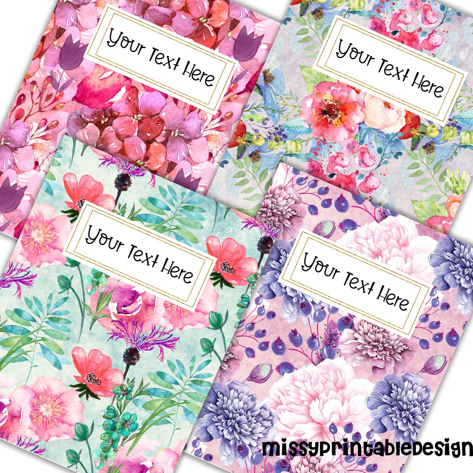 Editable Watercolor Floral Binder Covers & Spines Printable - Etsy