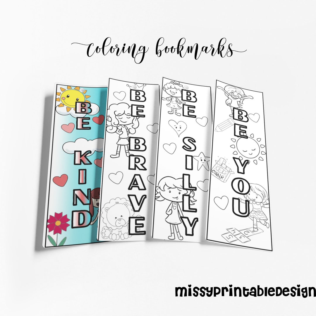 Be Kind Coloring Bookmarks (set of 4), Printable Kindness Coloring ...