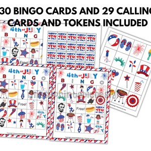 Fourth of July Bingo Cards, Printable Patriotic Bingo Game, School Game ...