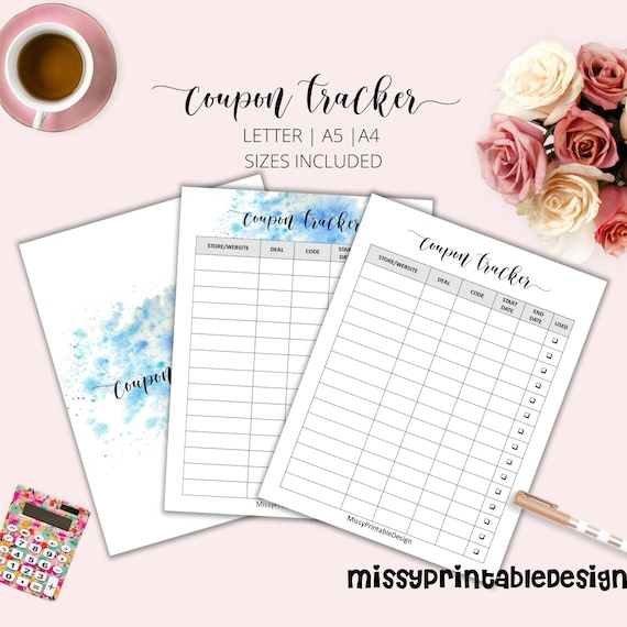 Coupon Code Tracker, Printable Coupon Organizer, Discount Tracker ...