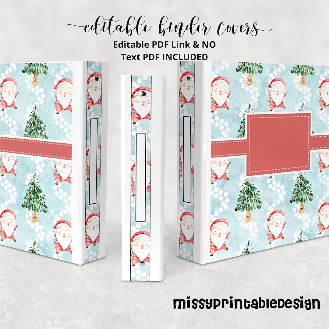 Christmas Watercolor Binder Covers & Spines Editable, Printable Binder ...
