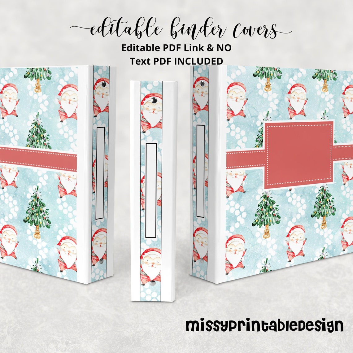 Christmas Watercolor Binder Covers & Spines Editable - Etsy