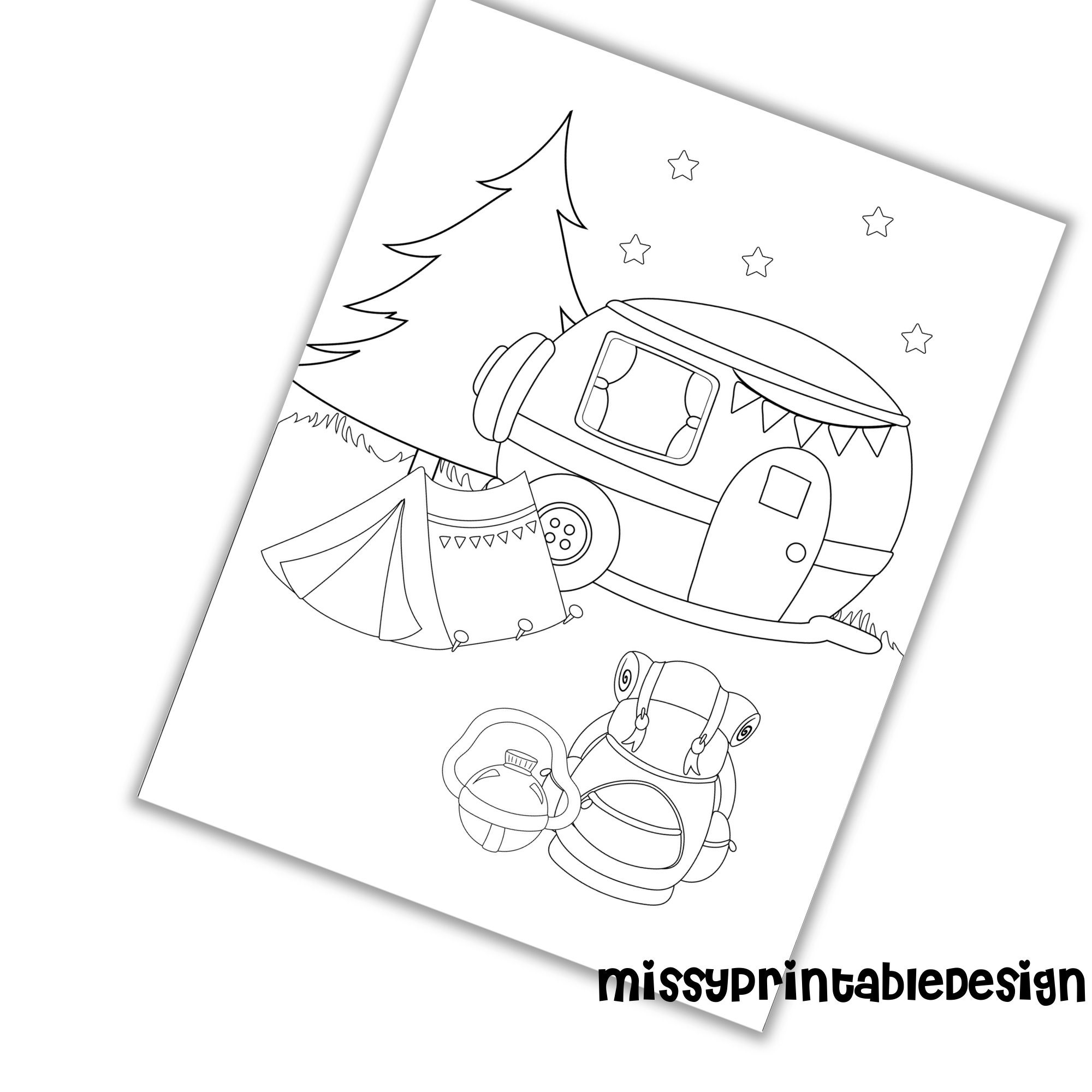 Personalized Camping Party Coloring Pages Custom Camping - Etsy