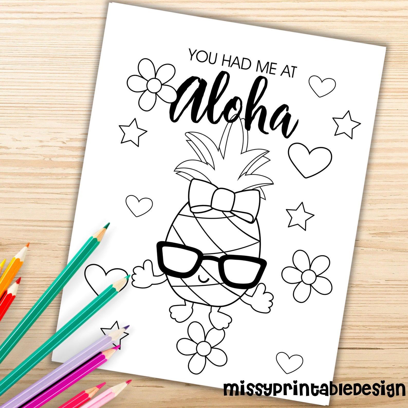 Kawaii Pineapple Coloring Pages for Kids Printable Pineapple - Etsy