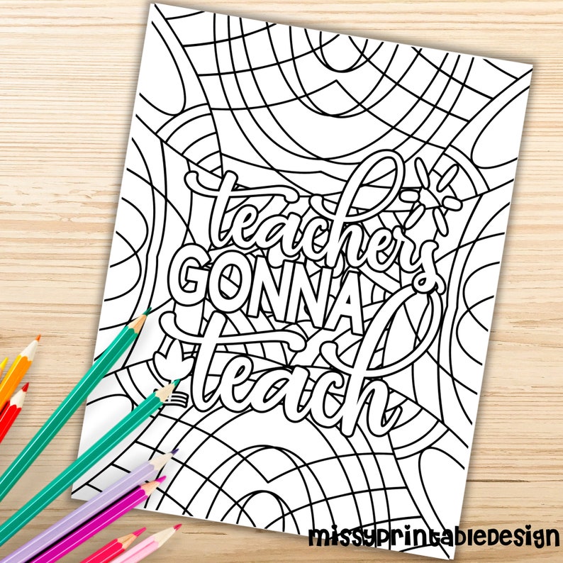 Teacher Quotes Coloring Pages Adult Coloring Pages Pattern - Etsy