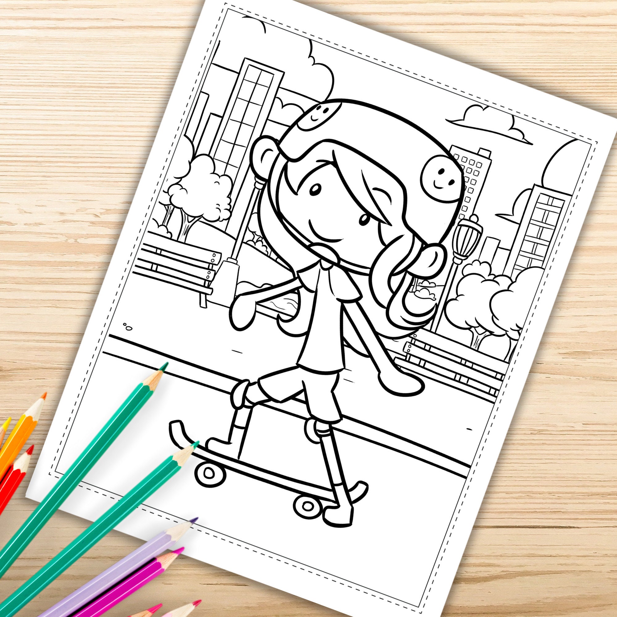 Skateboard Coloring Pages Printable Coloring Pages | Etsy
