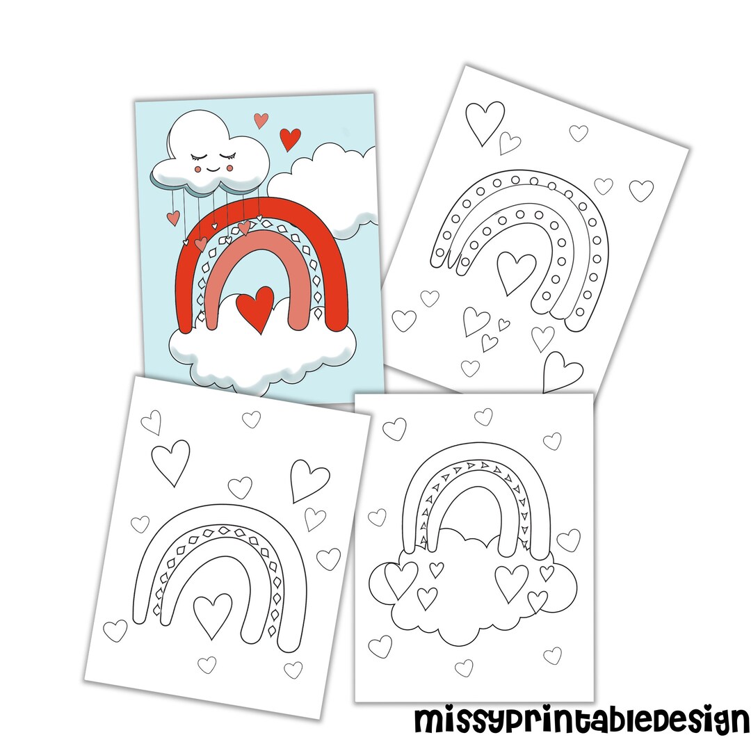 Boho Rainbow Coloring Pages, Boho Rainbow Birthday Party Coloring Pages ...