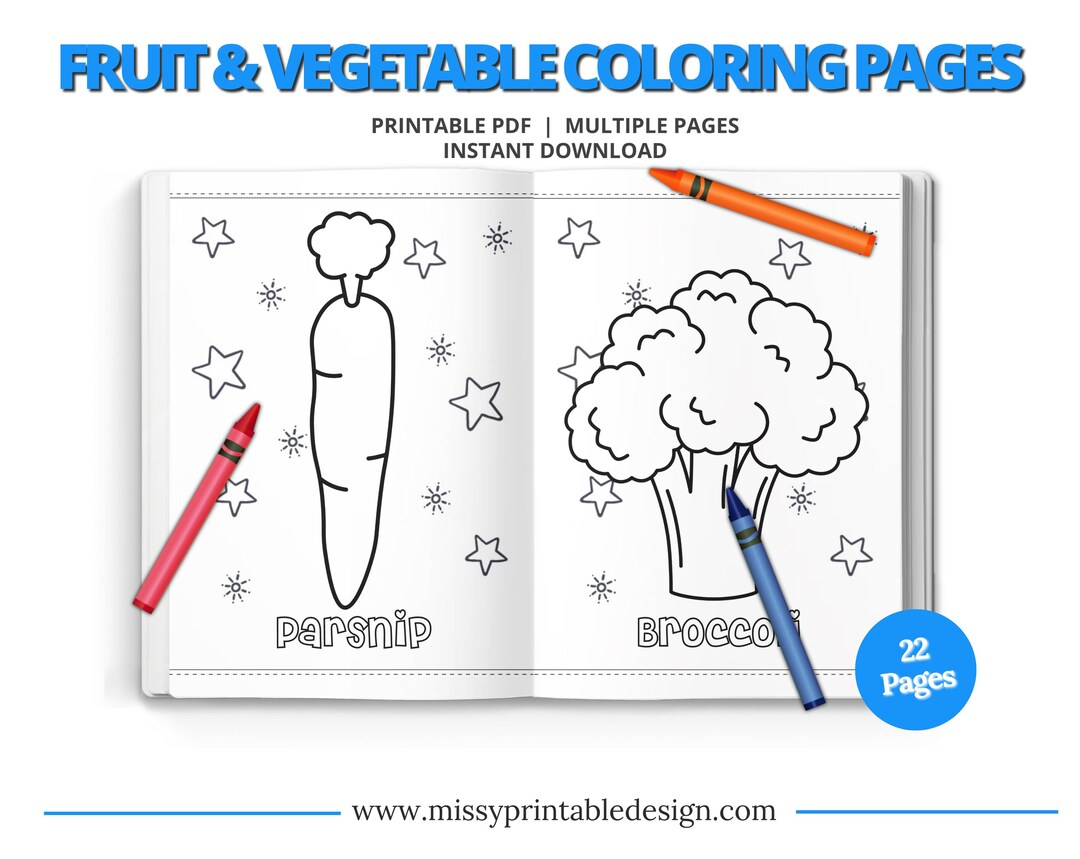 Fruits and Vegetables Coloring Pages, Printable Vegetable Activity ...