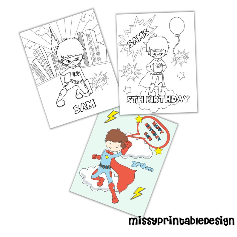 Personalized Superhero Coloring Pages Custom Superhero - Etsy