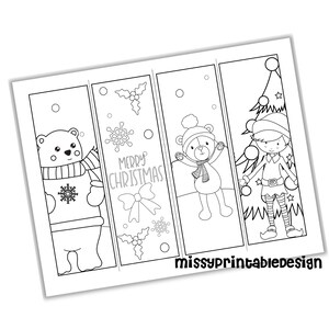 Christmas Coloring Bookmarks (set of 8), Printable Christmas Coloring ...