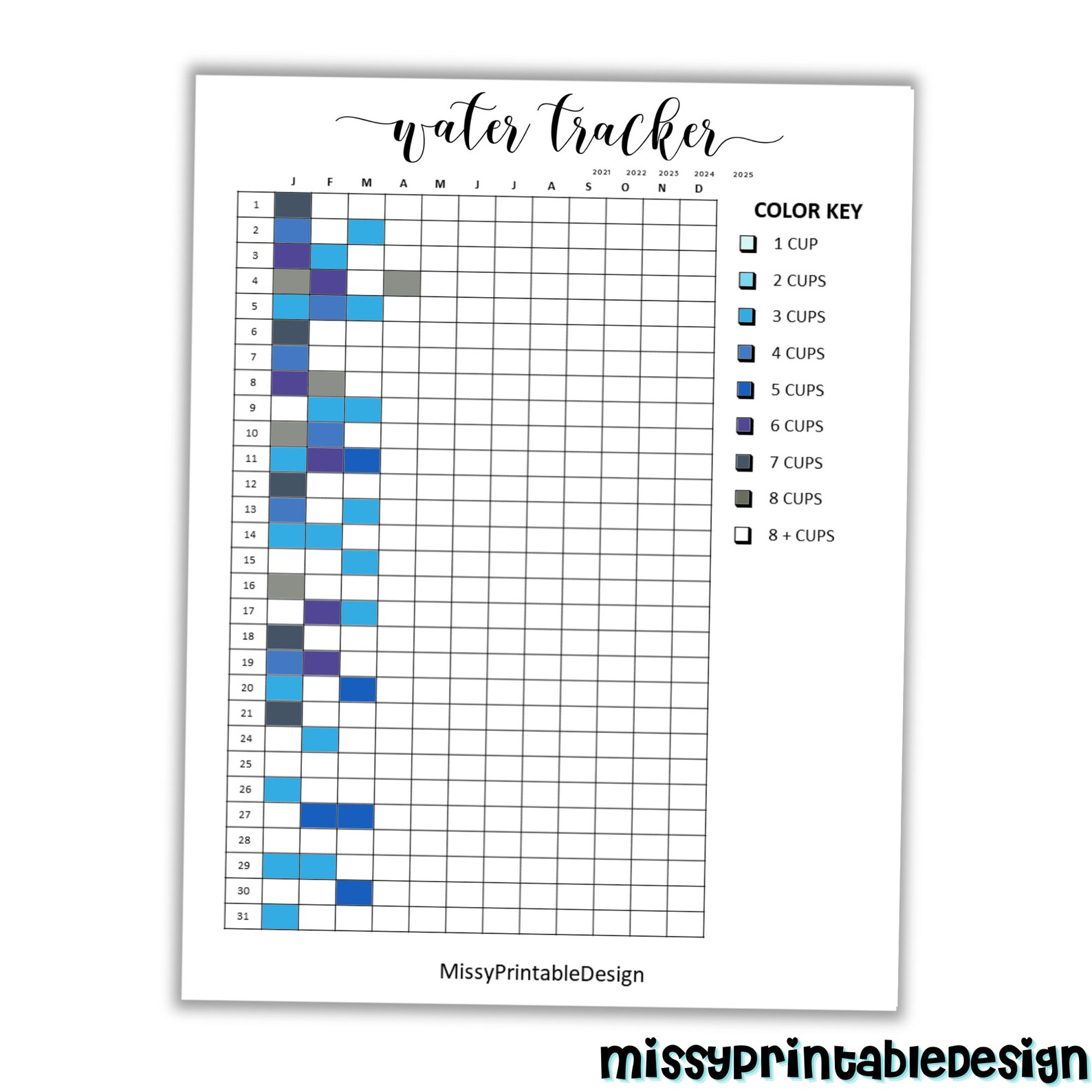 Water Tracker Printable Monthly Water Intake Chart Water - Etsy