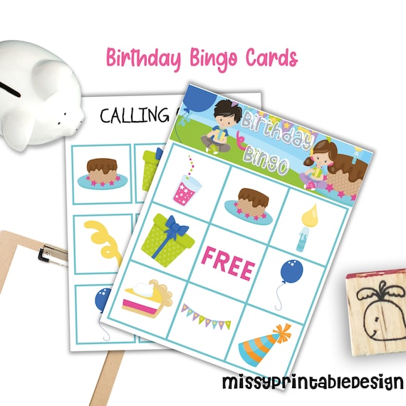 Birthday Party Bingo Cards, Printable Birthday Party Bingo Game, School ...