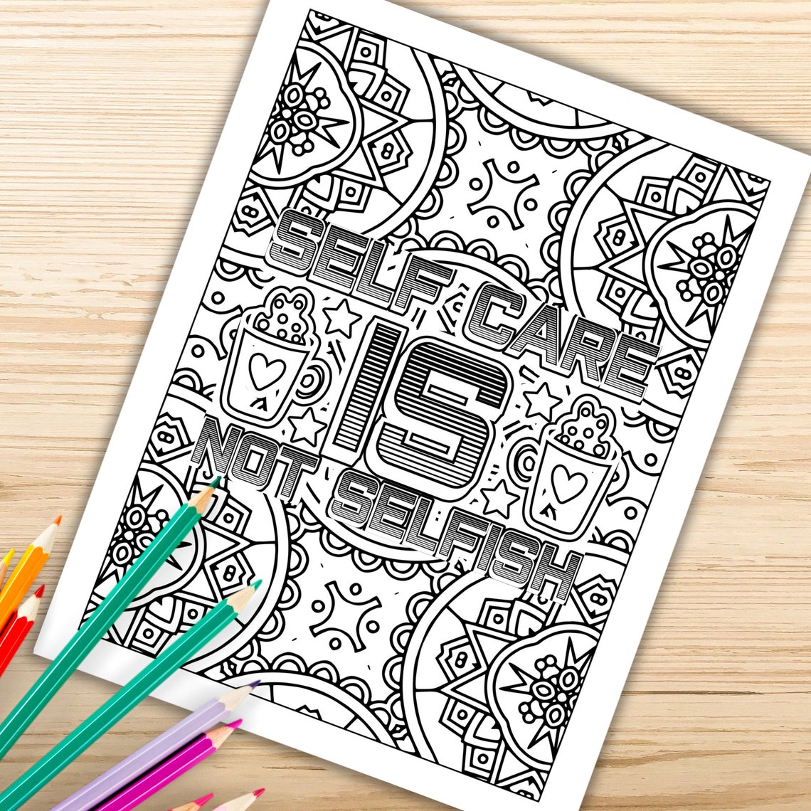 Self Care Pattern Coloring Pages Adult Coloring Pages - Etsy