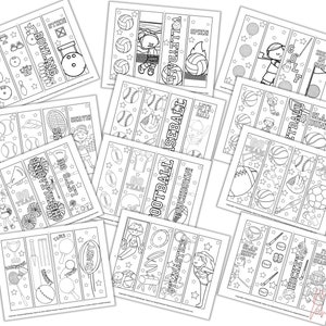 Sports Coloring Bookmarks: 48 Printable Party Favors (PDF) - Etsy