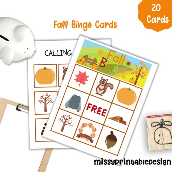 Fall Bingo Cards, Printable Fall/Autumn Bingo Game, School Game, Fall ...