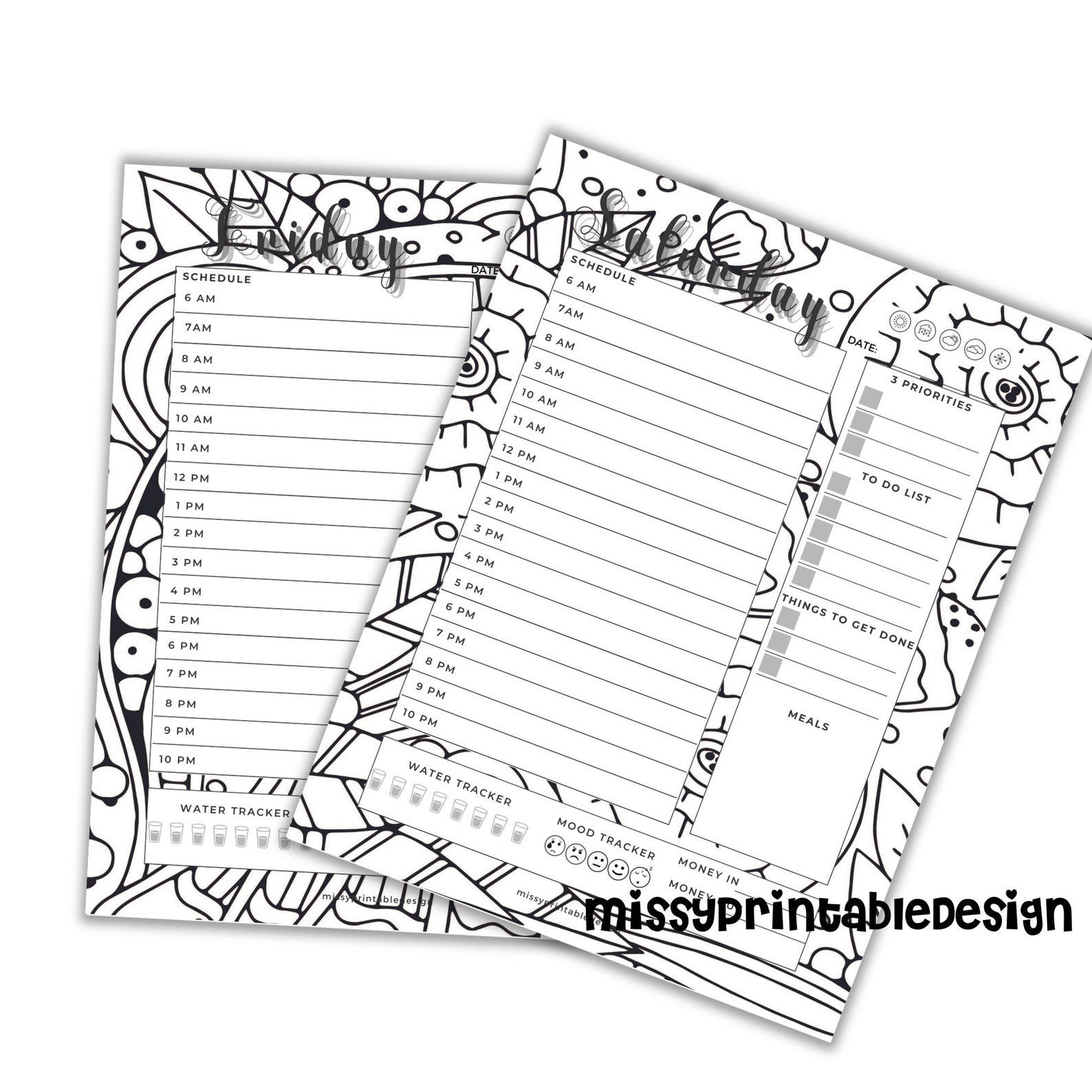 Coloring Daily Planner Calendar Printable Coloring Daily - Etsy