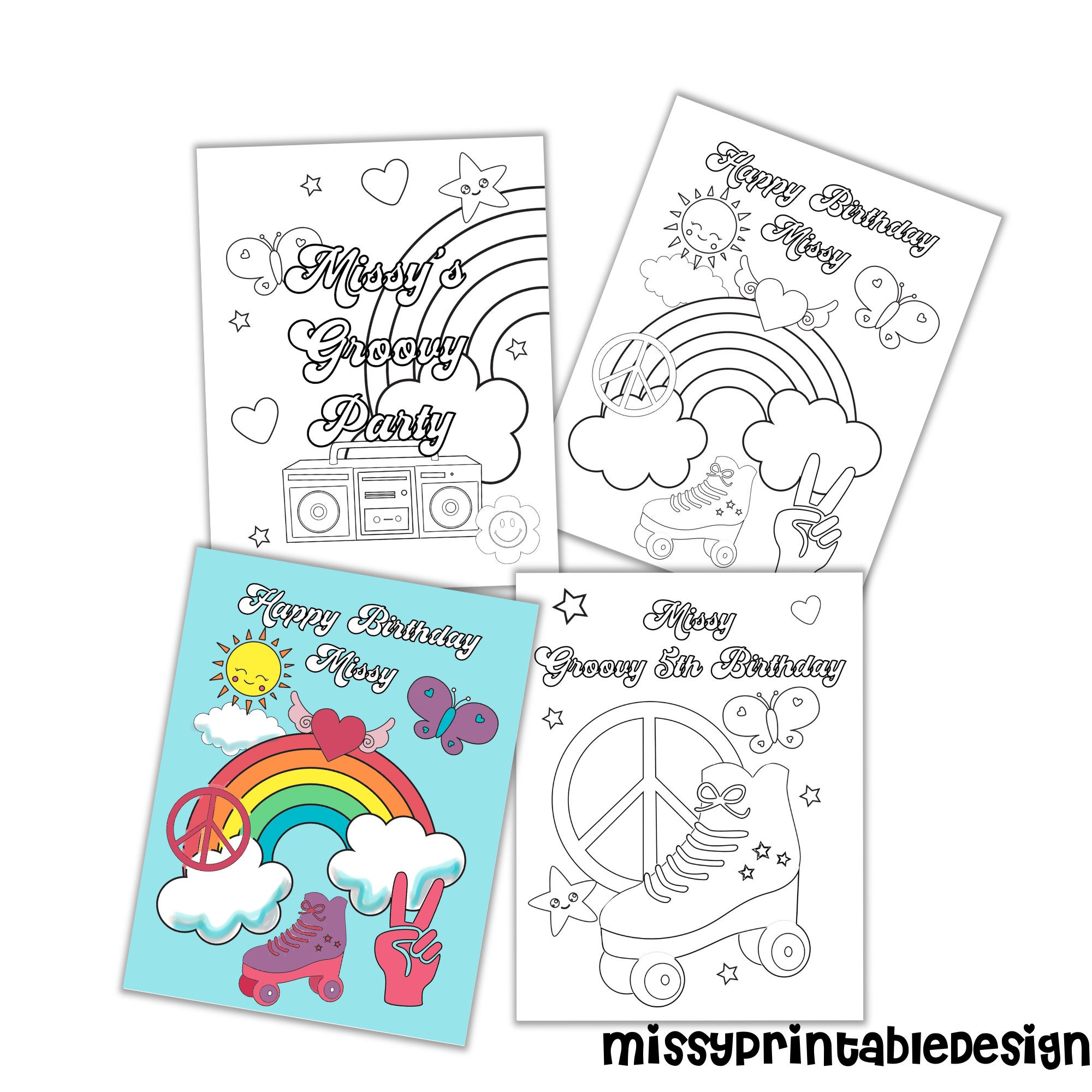 Personalized Groovy Party Coloring Pages Custom Groovy - Etsy