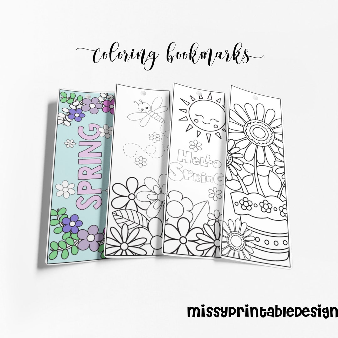 Spring Coloring Bookmarks: Kids Party Activity (INSTANT DOWNLOAD) - Etsy