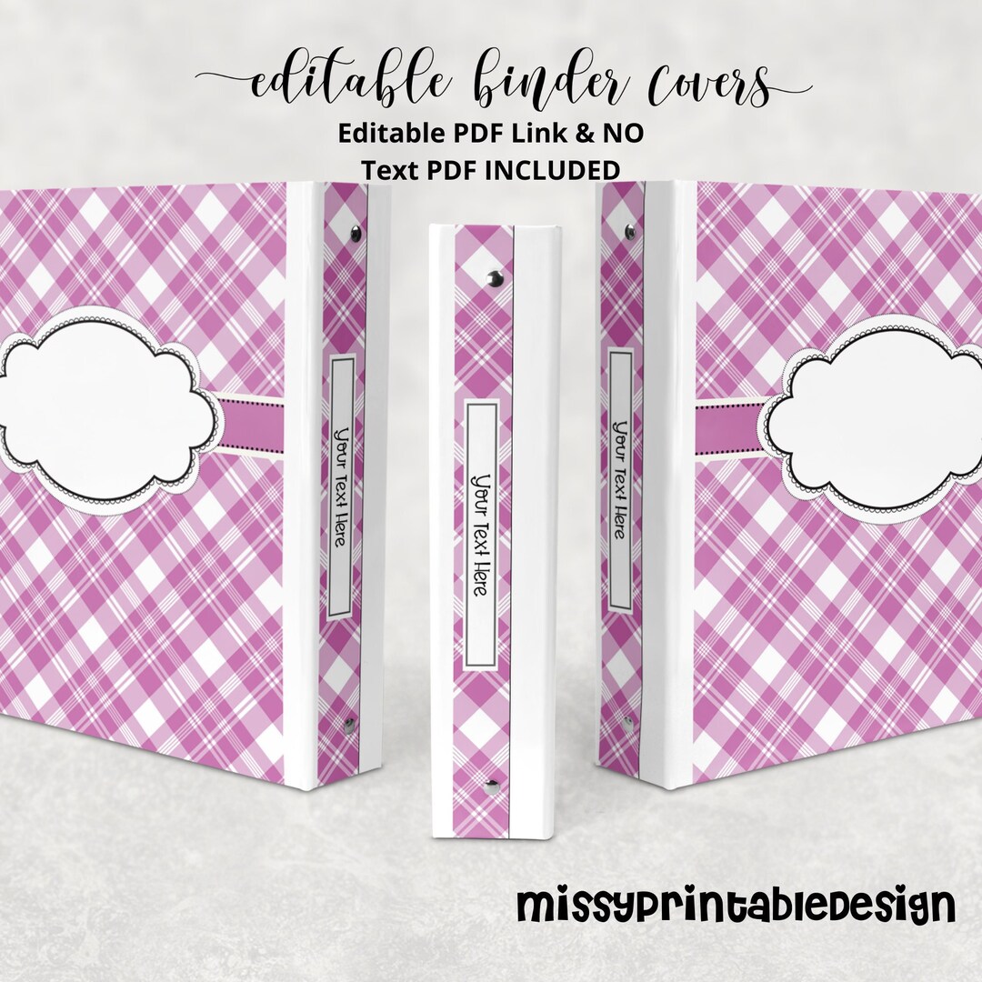 Editable Plaid Binder Covers, School Teacher Binder Insert (INSTANT ...