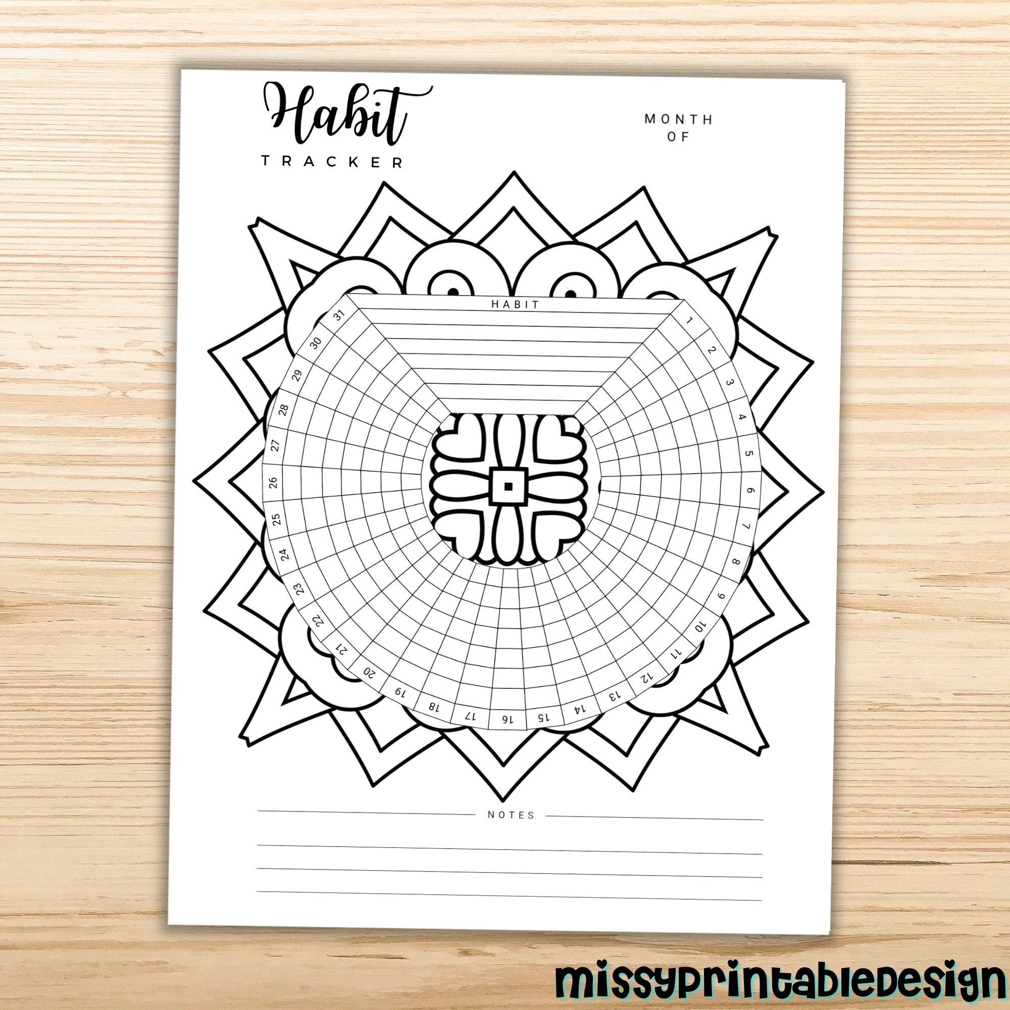 Mandala Habit Tracker Printable Monthly Habit Tracker Bullet - Etsy ...