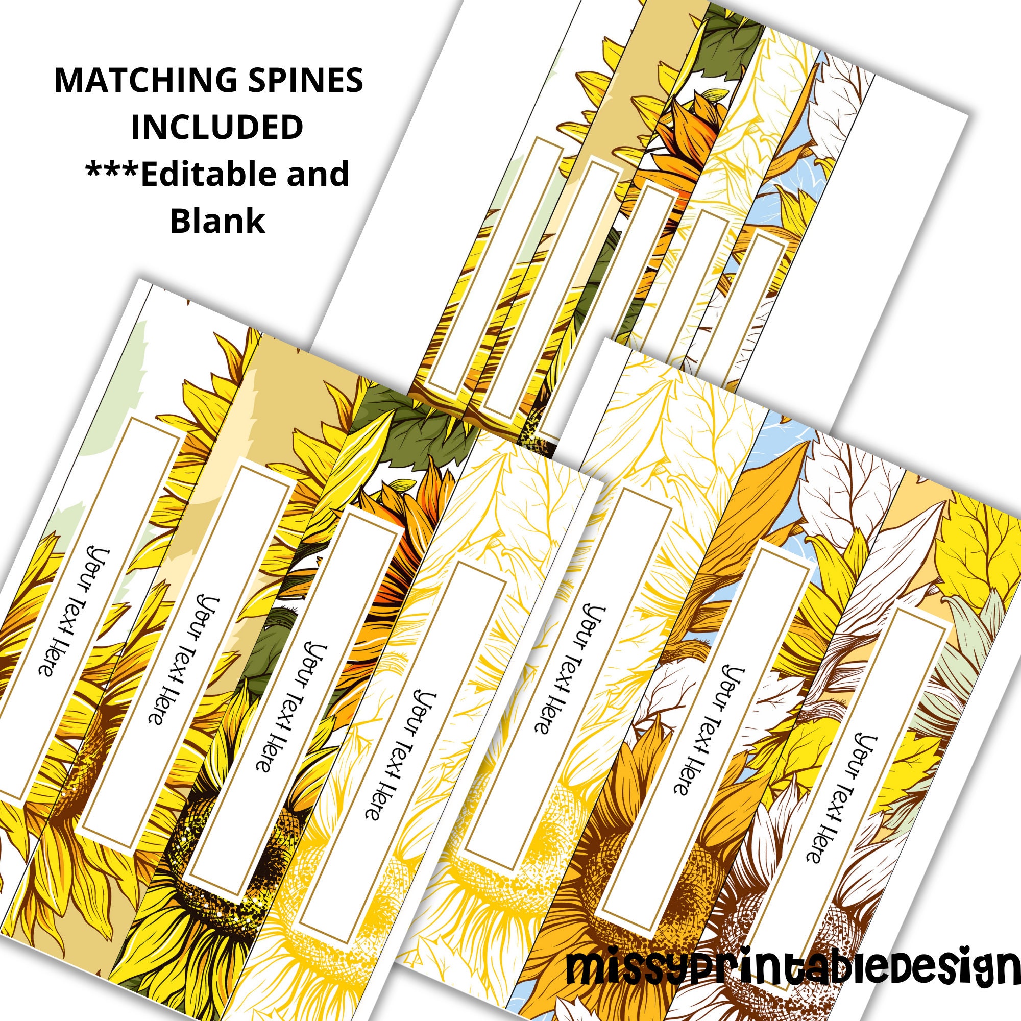 Editable Sunflower Binder Covers & Spines Printable Binder - Etsy