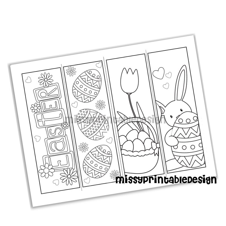 Easter Coloring Bookmarks set of 4 Printable Easter - Etsy