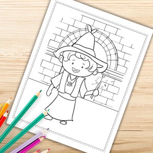 Wizard Coloring Pages, Printable Wizard Coloring Book, Wizard Party ...