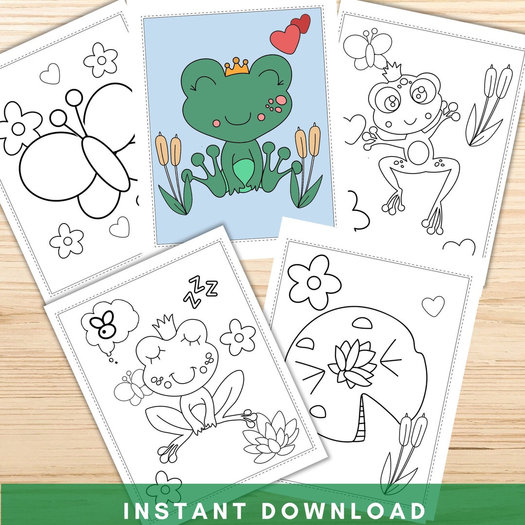 Cute Frog Coloring Pages, Printable Kids Coloring Pages, Frog Birthday ...