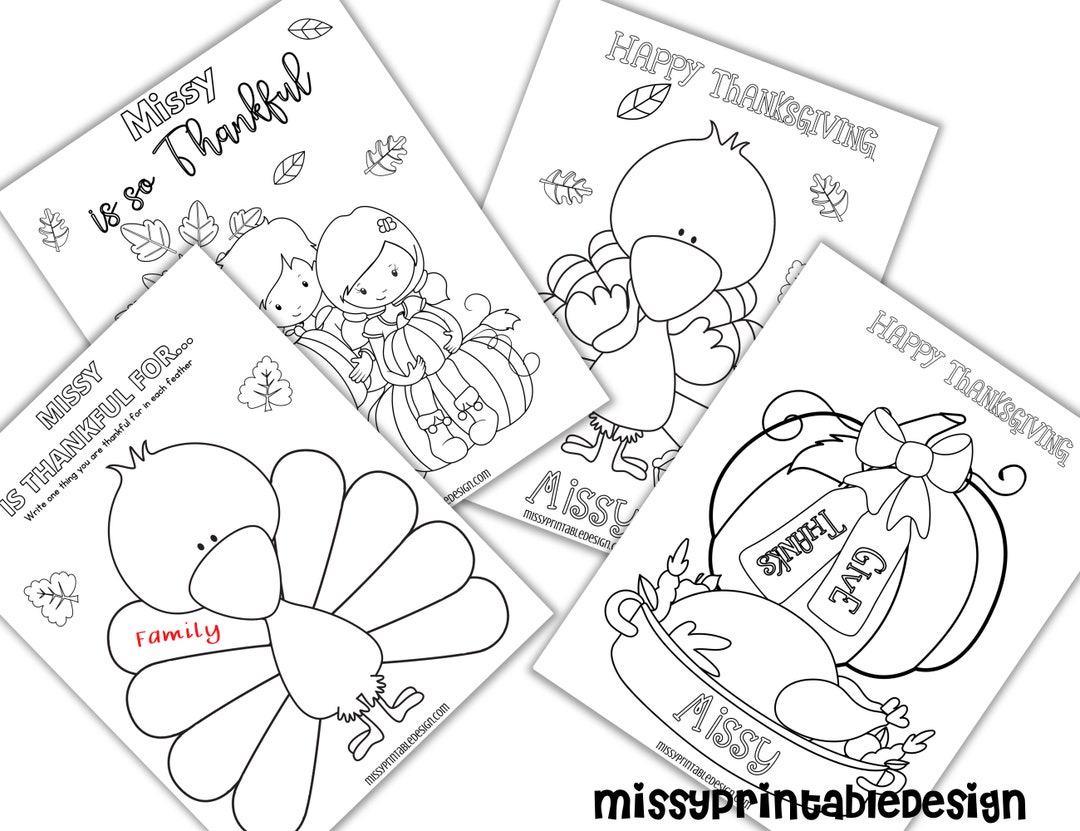 Personalized Thanksgiving Coloring Pages: Custom Activity (digital ...
