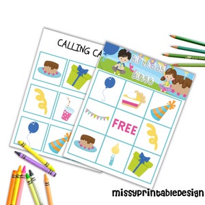 Birthday Party Bingo Cards, Printable Birthday Party Bingo Game, School ...