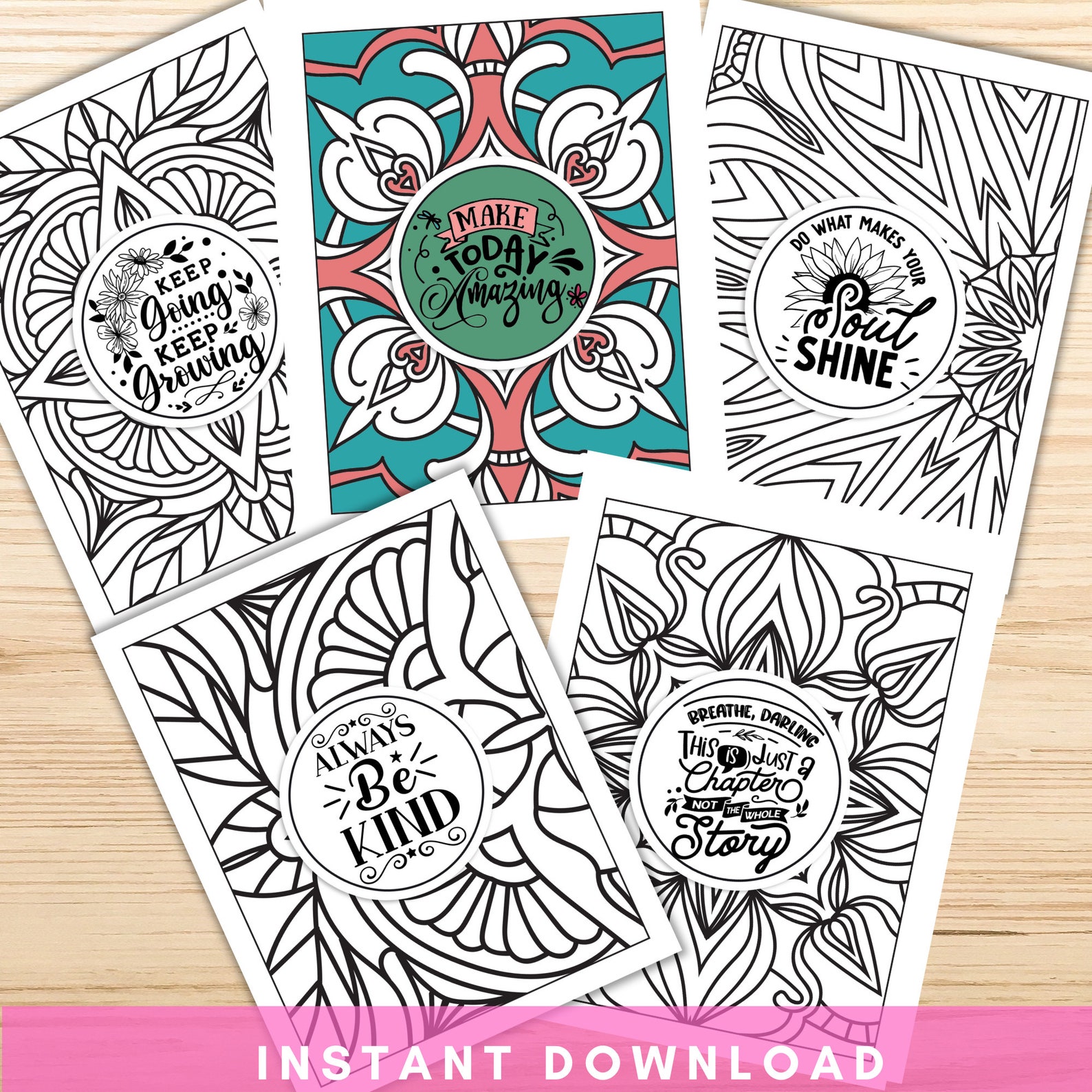 Mandala Inspirational Quotes Coloring Pages Adult Coloring | Etsy