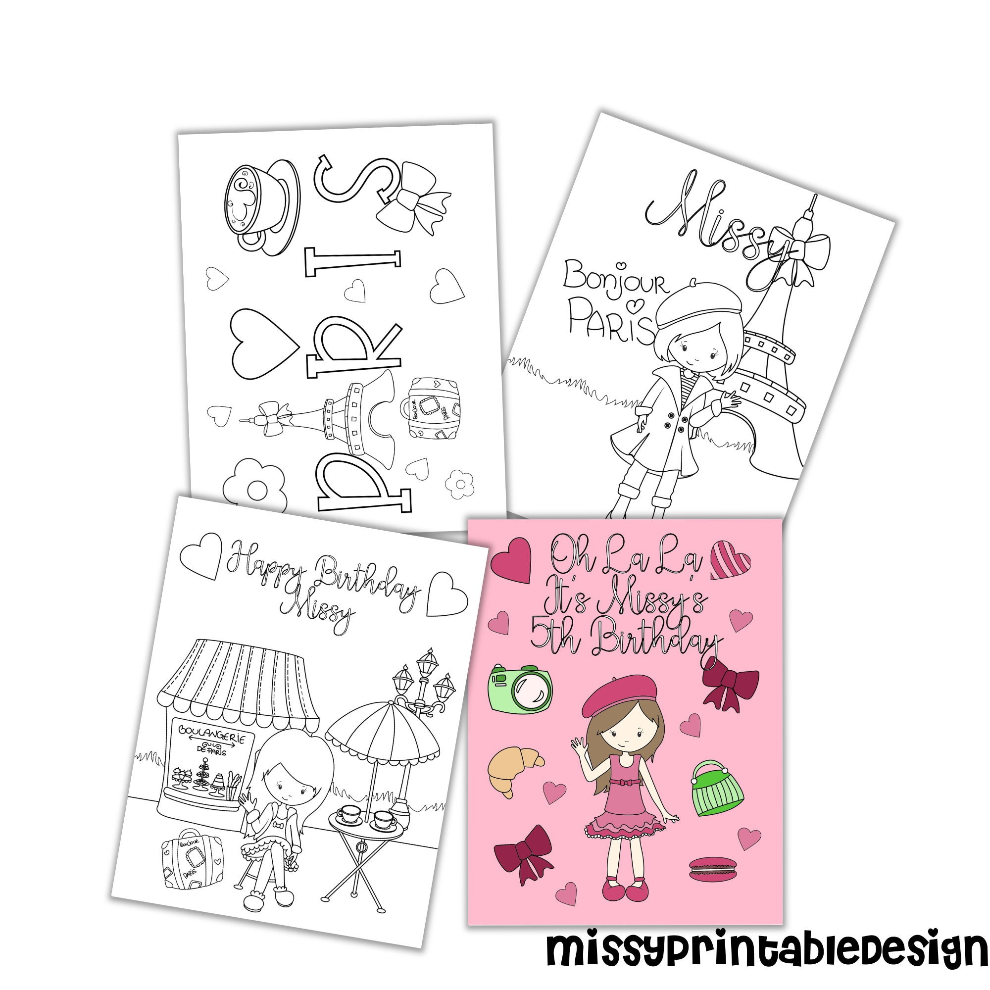 Personalized Paris Glam Party Coloring Pages Custom Paris - Etsy