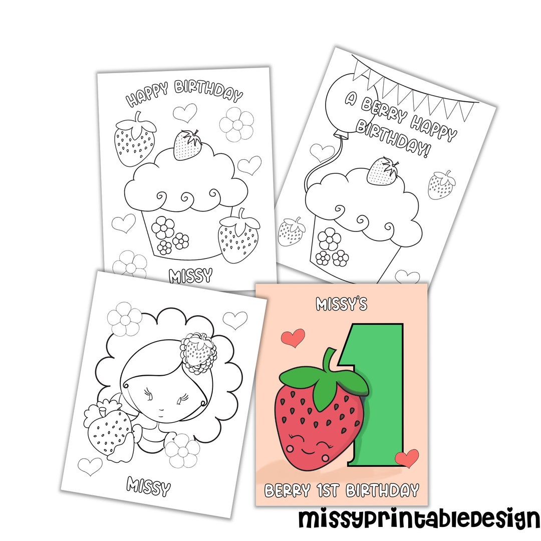 Personalized Berry Coloring Pages, Custom Berry Party Coloring Pages ...